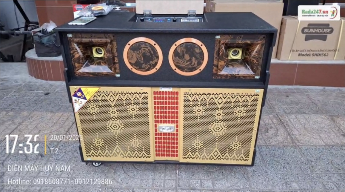 Loa kéo bình PA 008 Reverb (Bass đôi nằm)